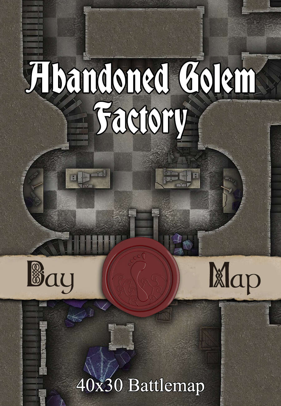 40x30 Battlemap - Abandoned Golem Factory - Seafoot Games | Towns & Cities | Ruins | Dwarven ...