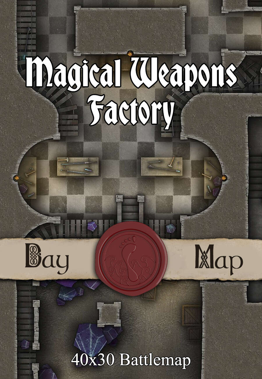 40x30 Battlemap - Magical Weapons Factory - Seafoot Games | Towns ...