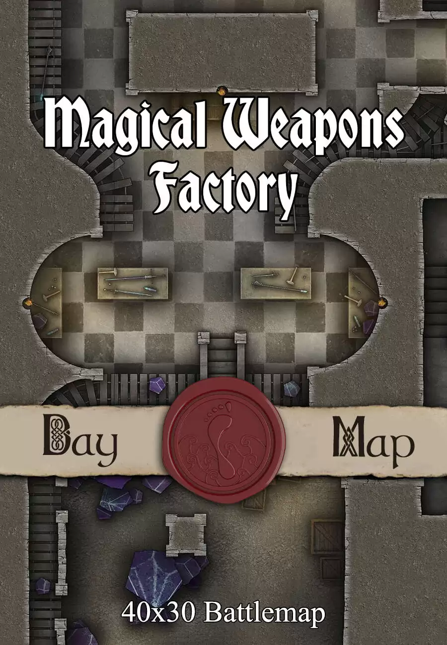 40x30 Battlemap - Magical Weapons Factory - Seafoot Games | Towns ...