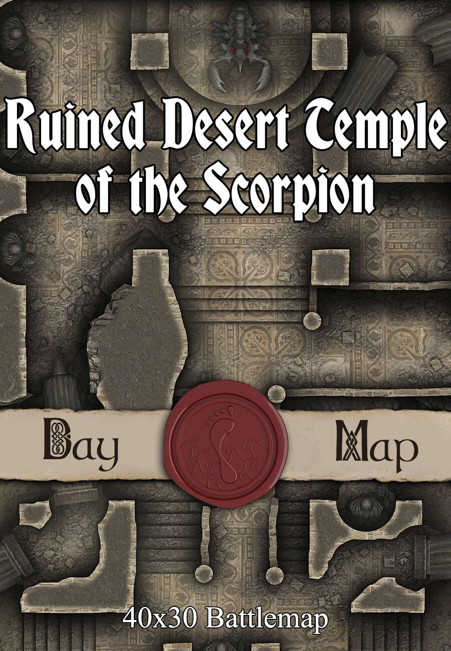 40x30 Battlemap - Ruined Desert Temple of the Scorpion - Seafoot Games ...
