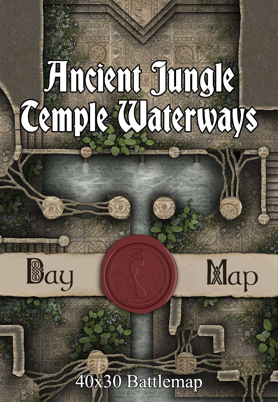 40x30 Battlemap - Ancient Jungle Temple Waterways - Seafoot Games ...
