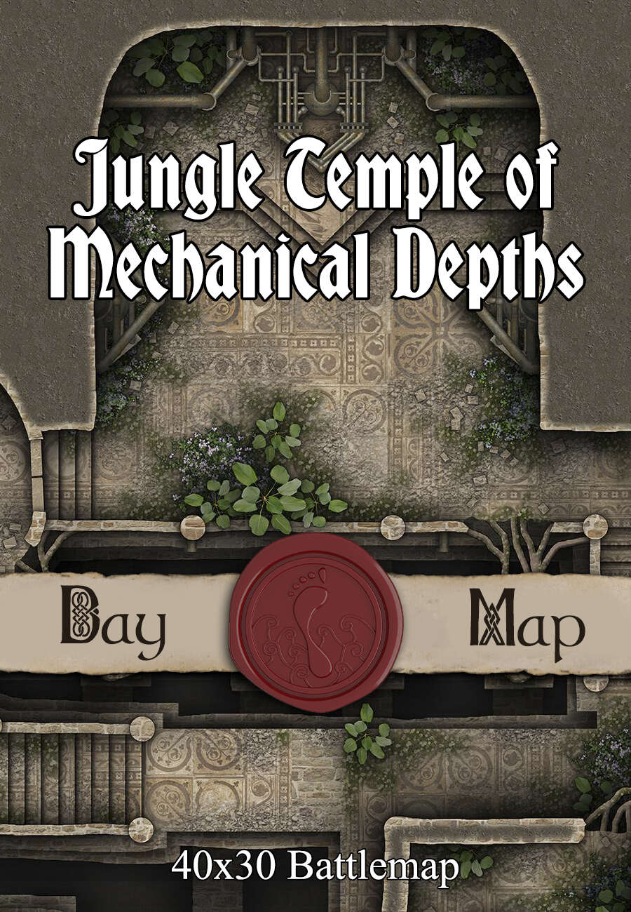 40x30 Battlemap - Jungle Temple of Mechanical Depths - Seafoot Games ...