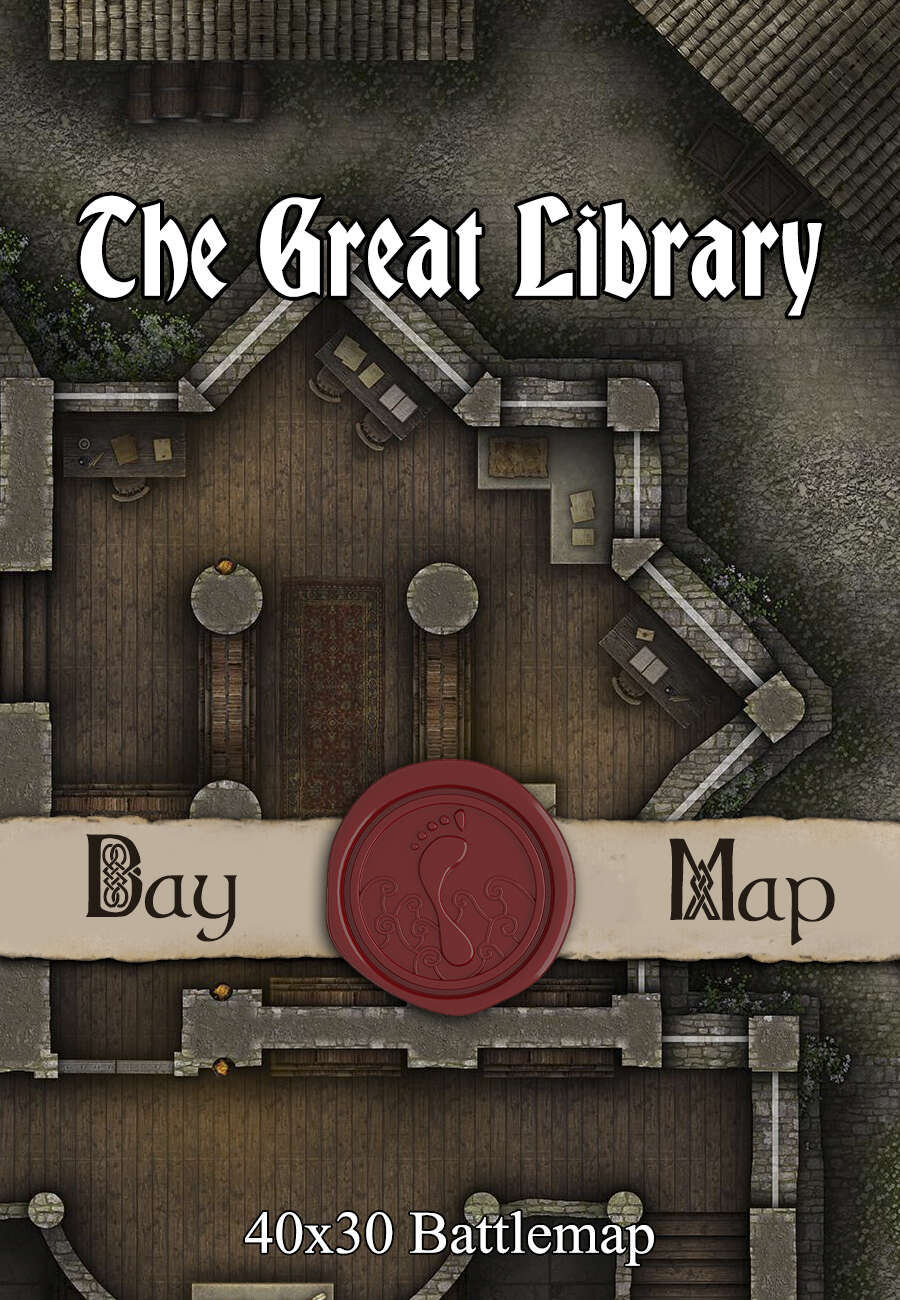 40x30 Battlemap - The Great Library - Seafoot Games | Castles, Manors ...