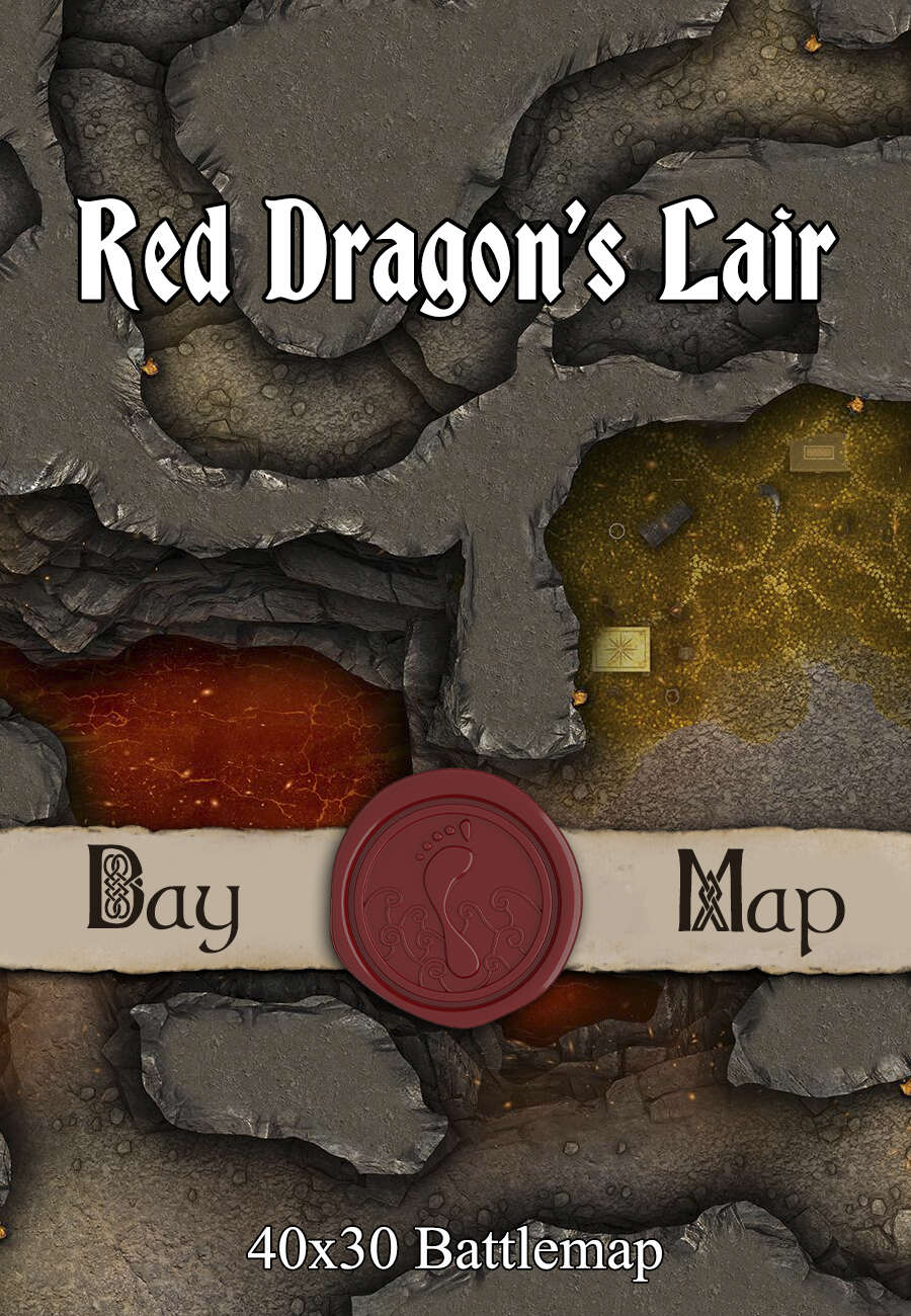 40x30 Battlemap - Red Dragon’s Lair - Seafoot Games | Caverns ...