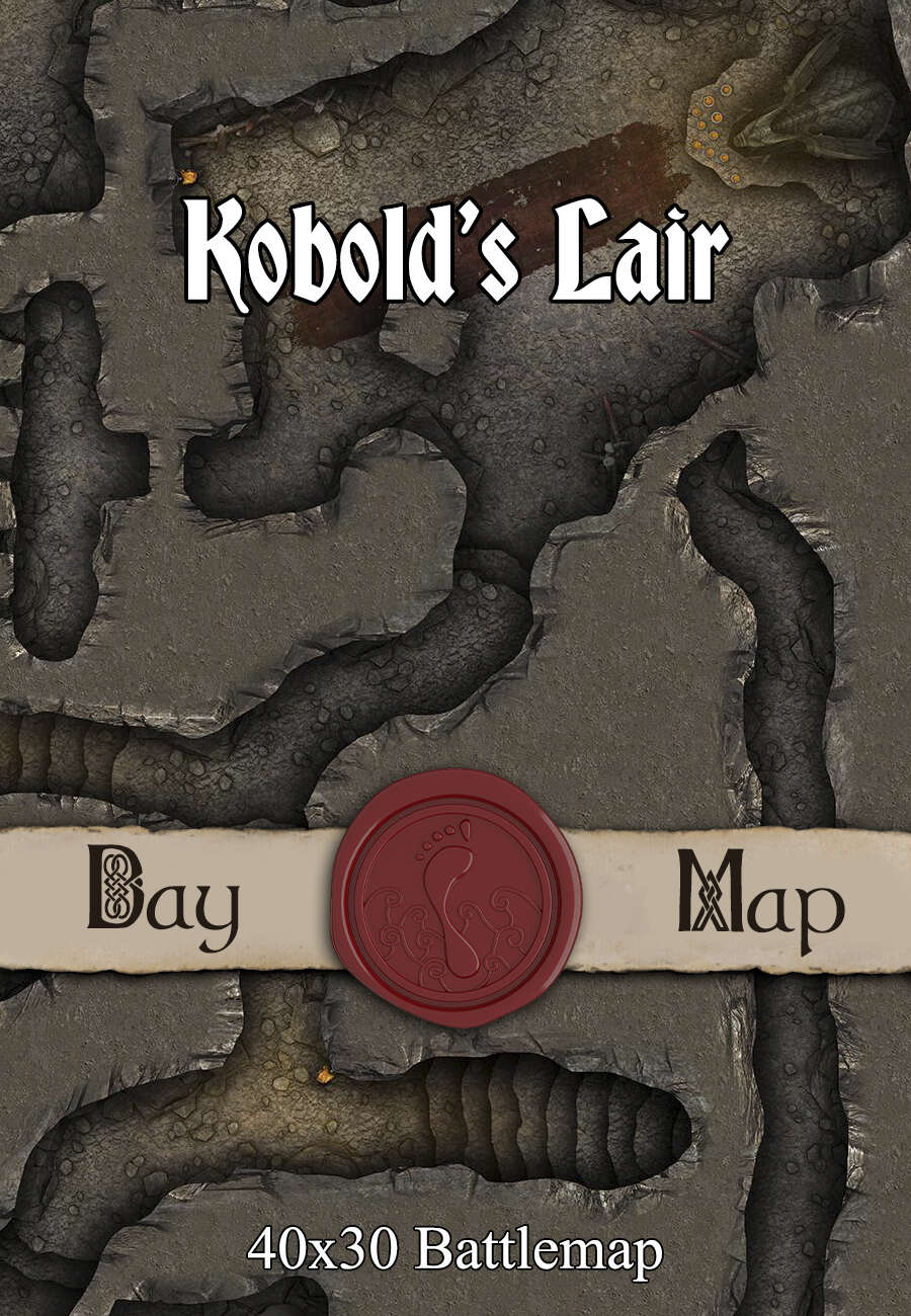 40x30 Battlemap - Kobold’s Lair - Seafoot Games | Caverns | Underground ...