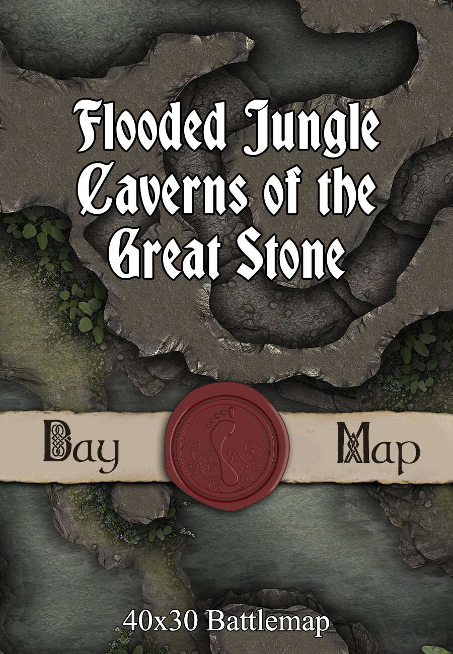 40x30 Battlemap - Flooded Jungle Caverns of the Great Stone - Seafoot ...