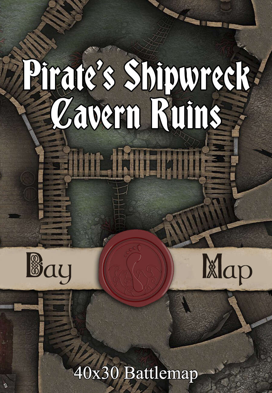 40x30 Battlemap - Pirate’s Shipwreck Cavern Ruins - Seafoot Games ...