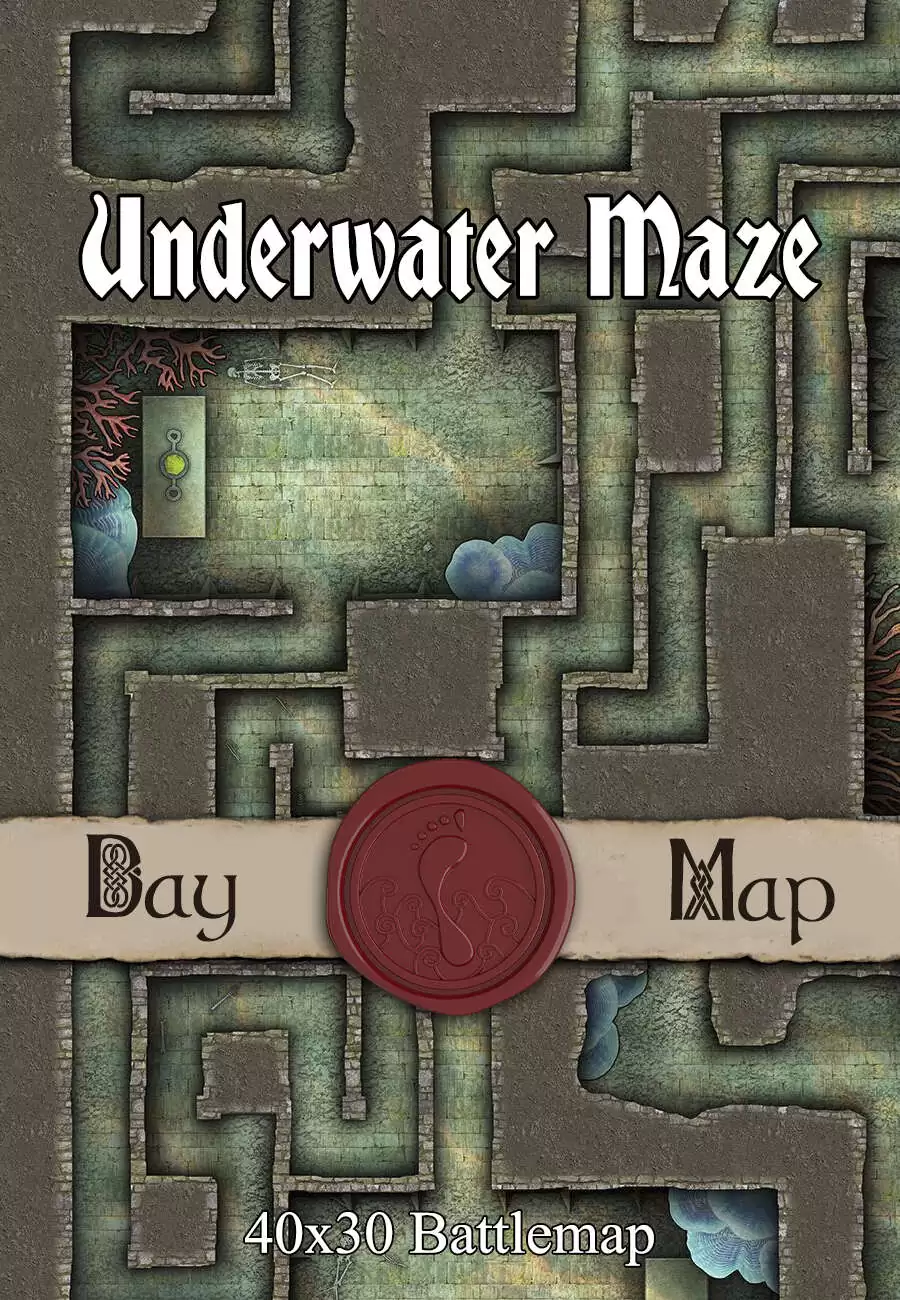 40x30 Battlemap - Underwater Maze - Seafoot Games | Ruins | Dungeons ...