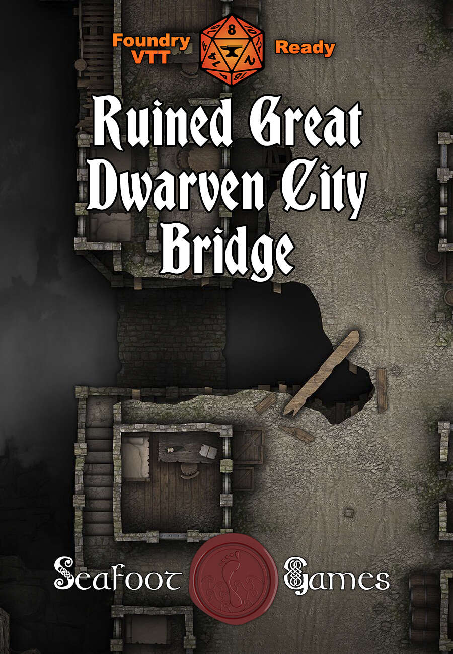 Ruined Great Dwarven City Bridge 60x20 Multi-Level Battlemap with ...