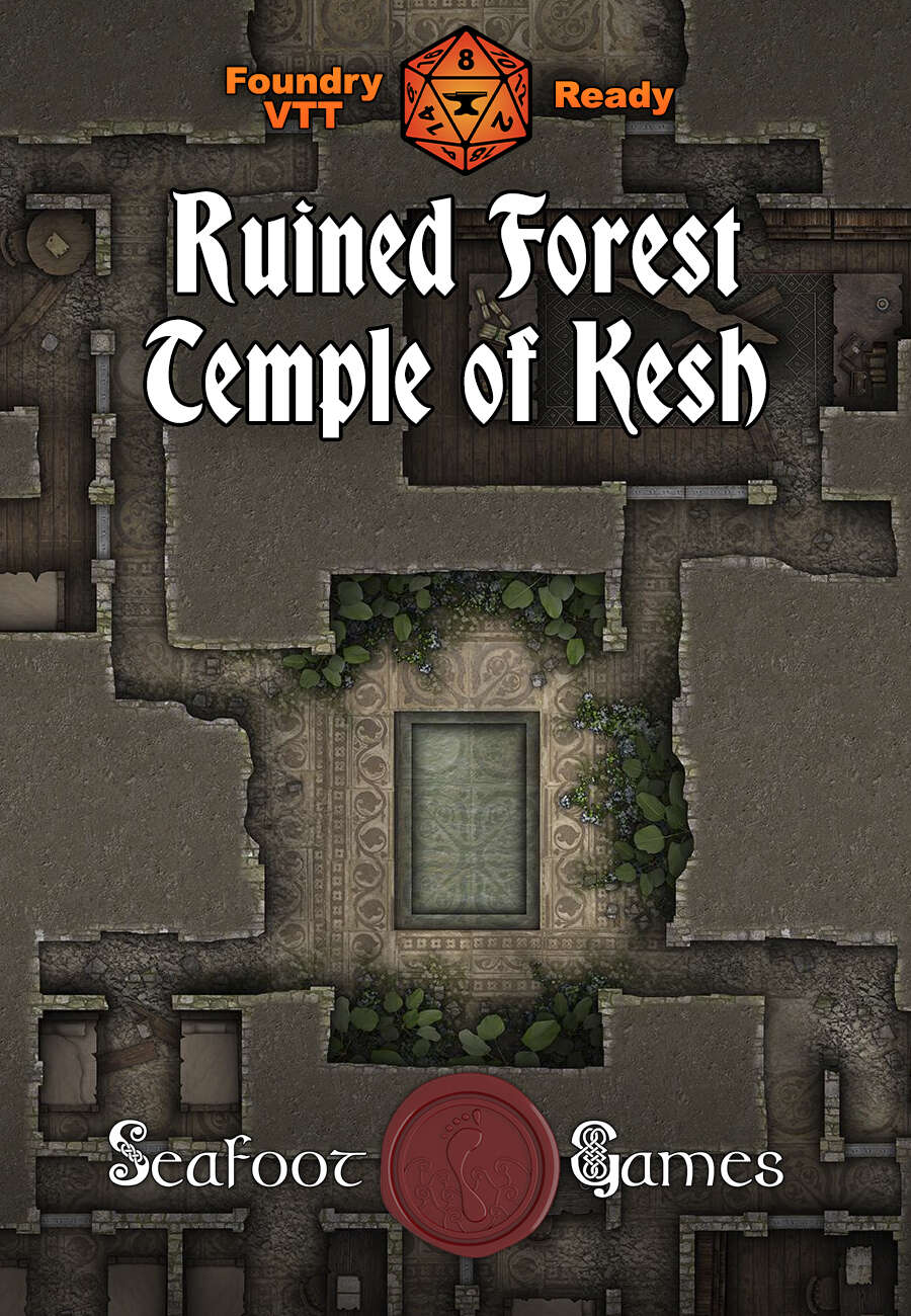 Ruined Forest Temple of Kesh 60x20 Multi-Level Battlemap with Adventure ...