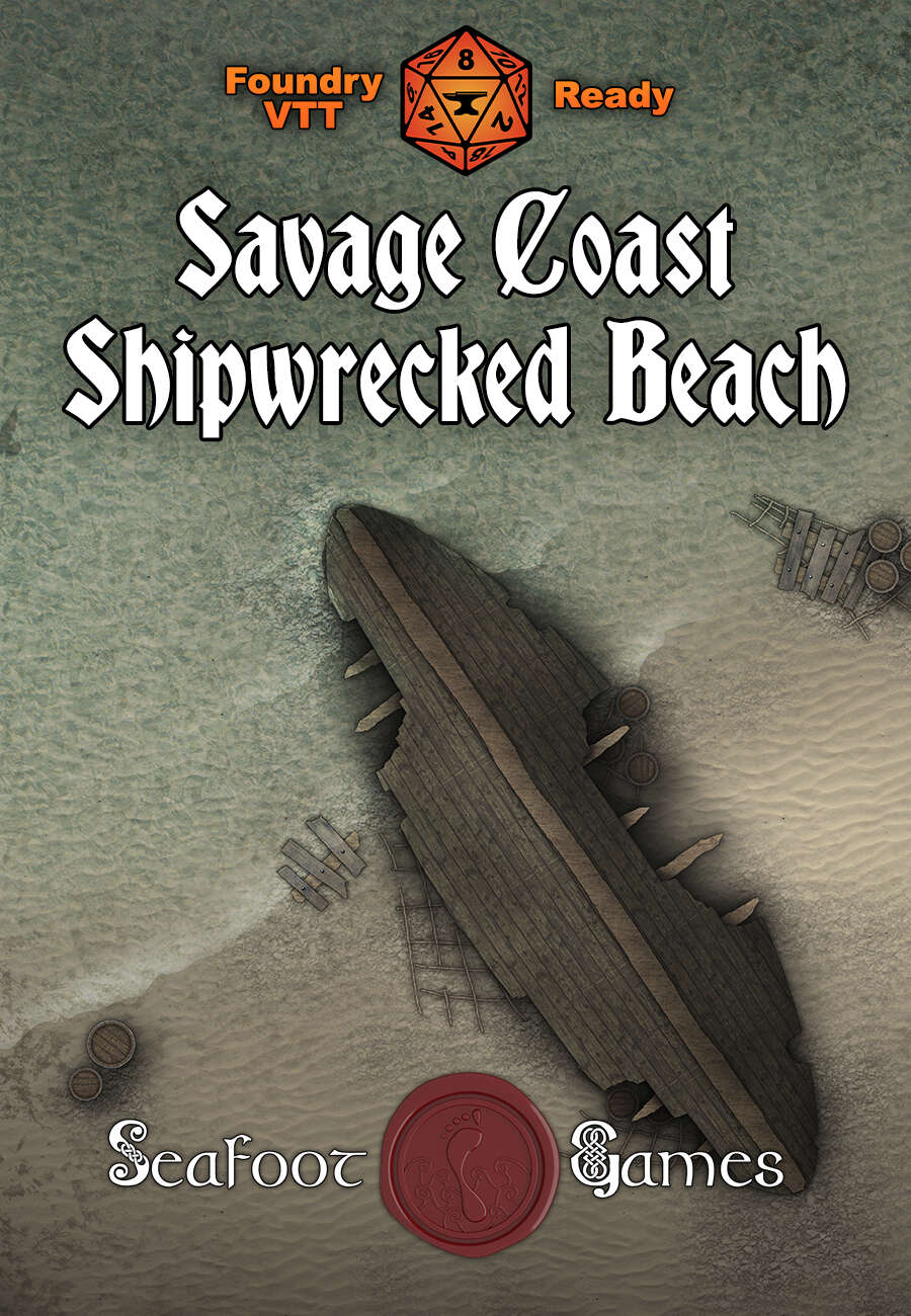 Savage Coast Shipwrecked Beach 40x30 Battlemap with Adventure ...