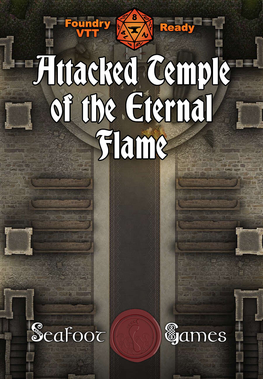 Attacked Temple of the Eternal Flame 40x30 Battlemap with Adventure (FoundryVTT Ready ...
