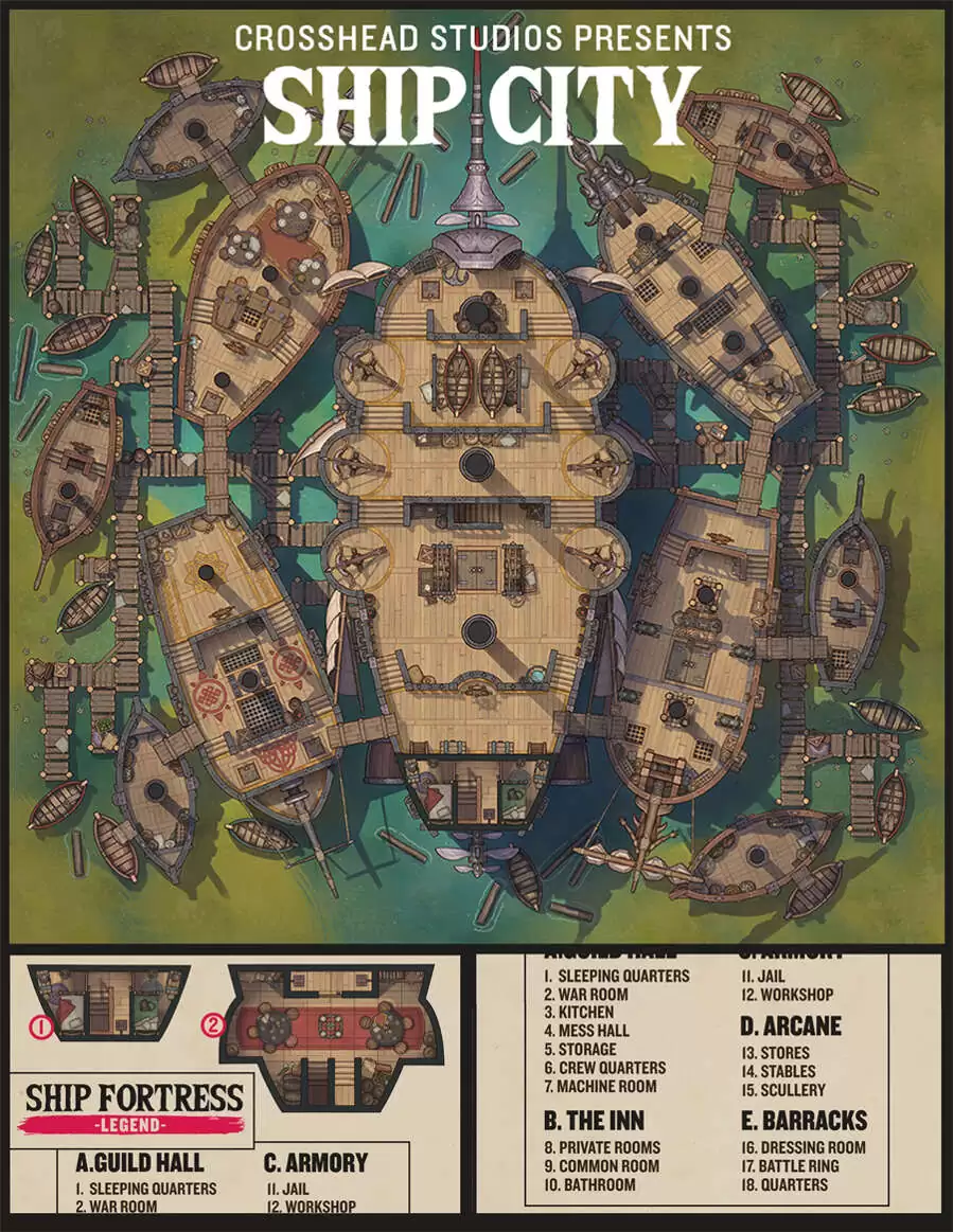 Ship City - The Adventurer's Guildhall Map Pack - Crosshead | DriveThruRPG