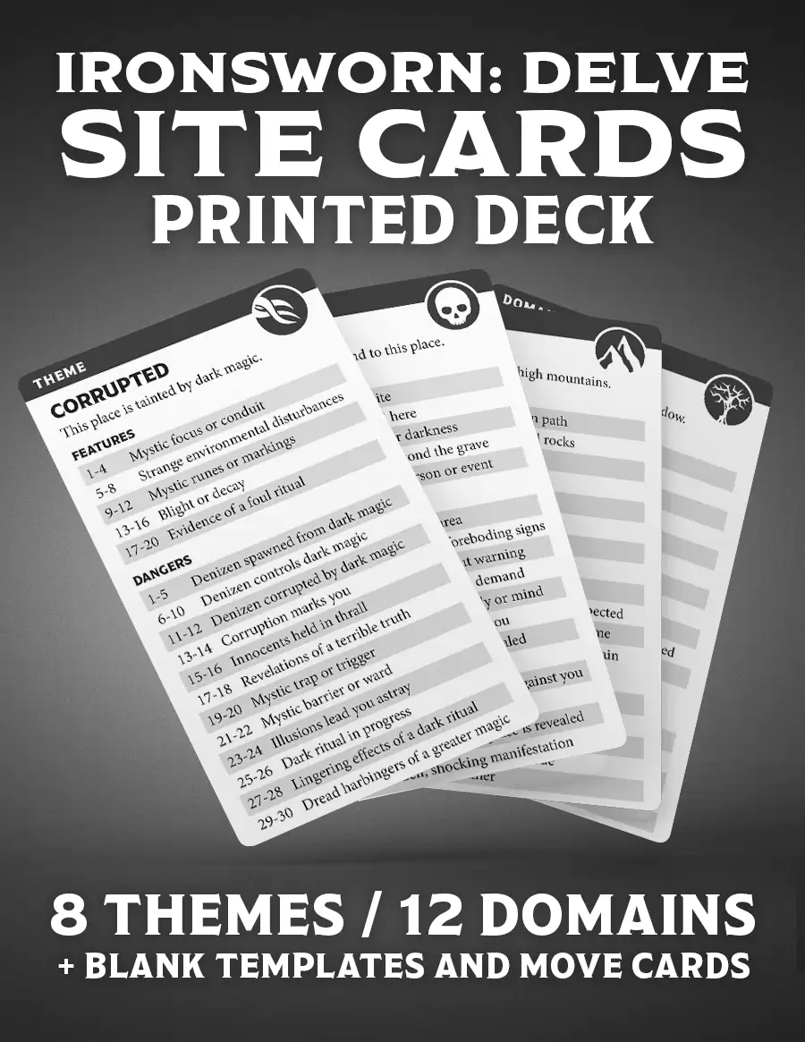 Ironsworn: Delve - Site Cards (Printed Deck) - Shawn Tomkin | DriveThruRPG