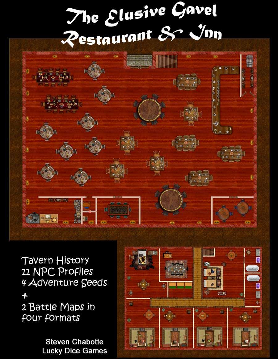 The Elusive Gavel Tavern & Inn - Lucky Dice Games | Tavern Tables ...