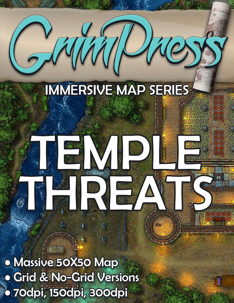 Immersive Map - Temple Threats - Grim Press | Unbound Atlas | DriveThruRPG