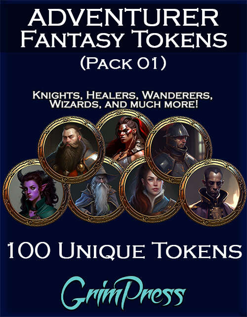 Fantasy Token Pack - Adventurer #01 - Grim Press | Tokens & Art | DriveThruRPG