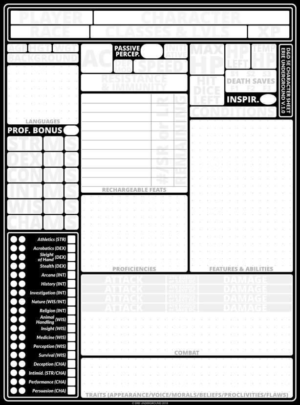 5e Character Sheet & Player Reference [EU v1.3] - Erie Underground ...