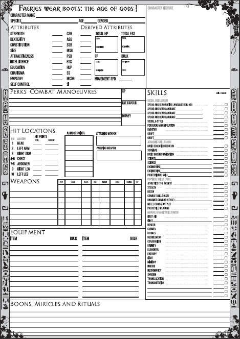 Faeries Wear Boots! Character Sheets - Darkstars Universe | DriveThruRPG