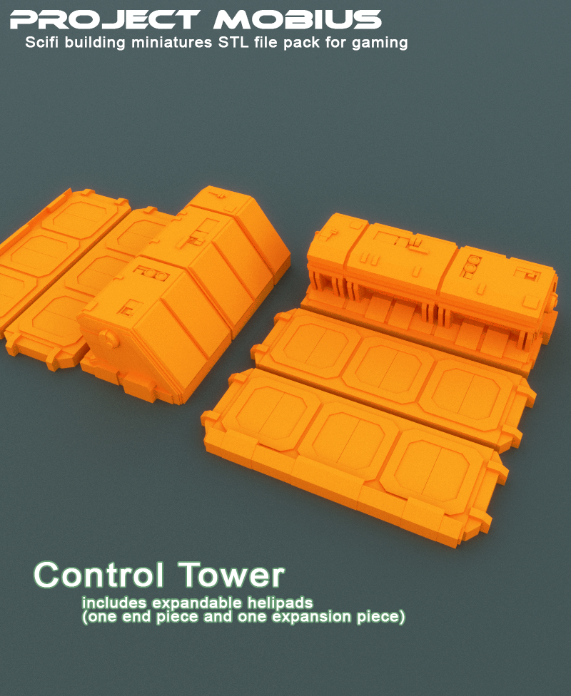 3D Printable Control Tower With Expandable Helipads - Project Mobius 3D ...