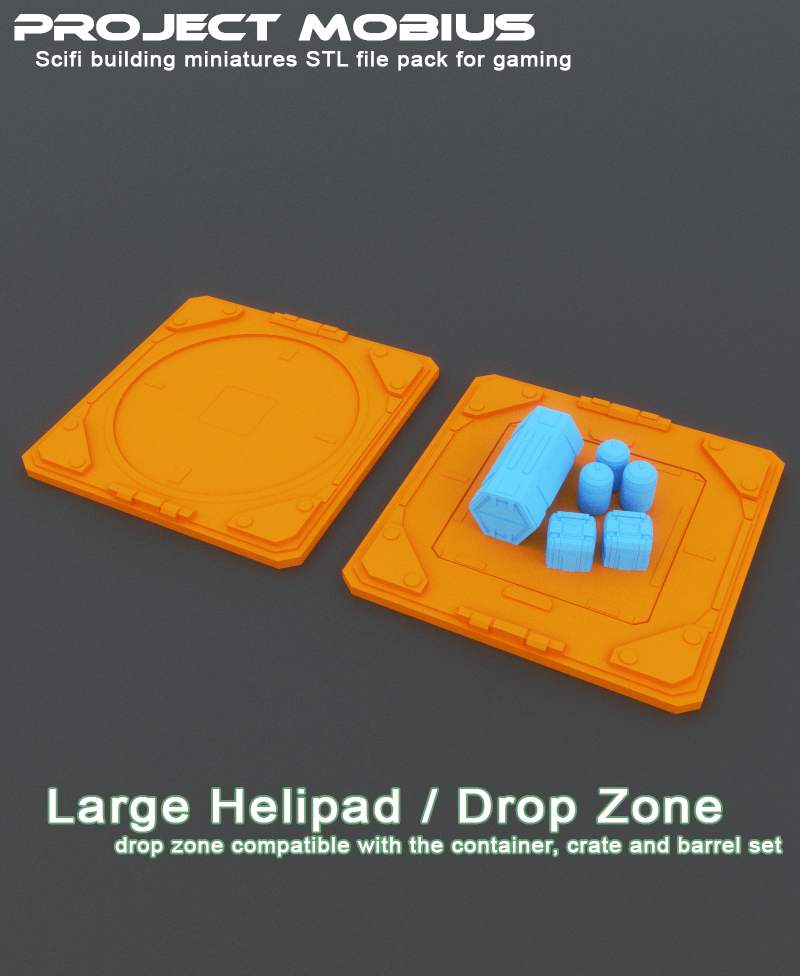 3D Printable Large Single Helipad / Drop Zone - Project Mobius 3D ...