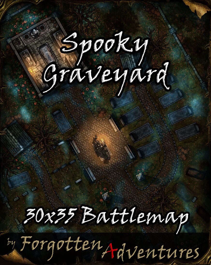 Spooky Graveyard 30x35 Battlemap - ForgottenAdventures | DriveThruRPG