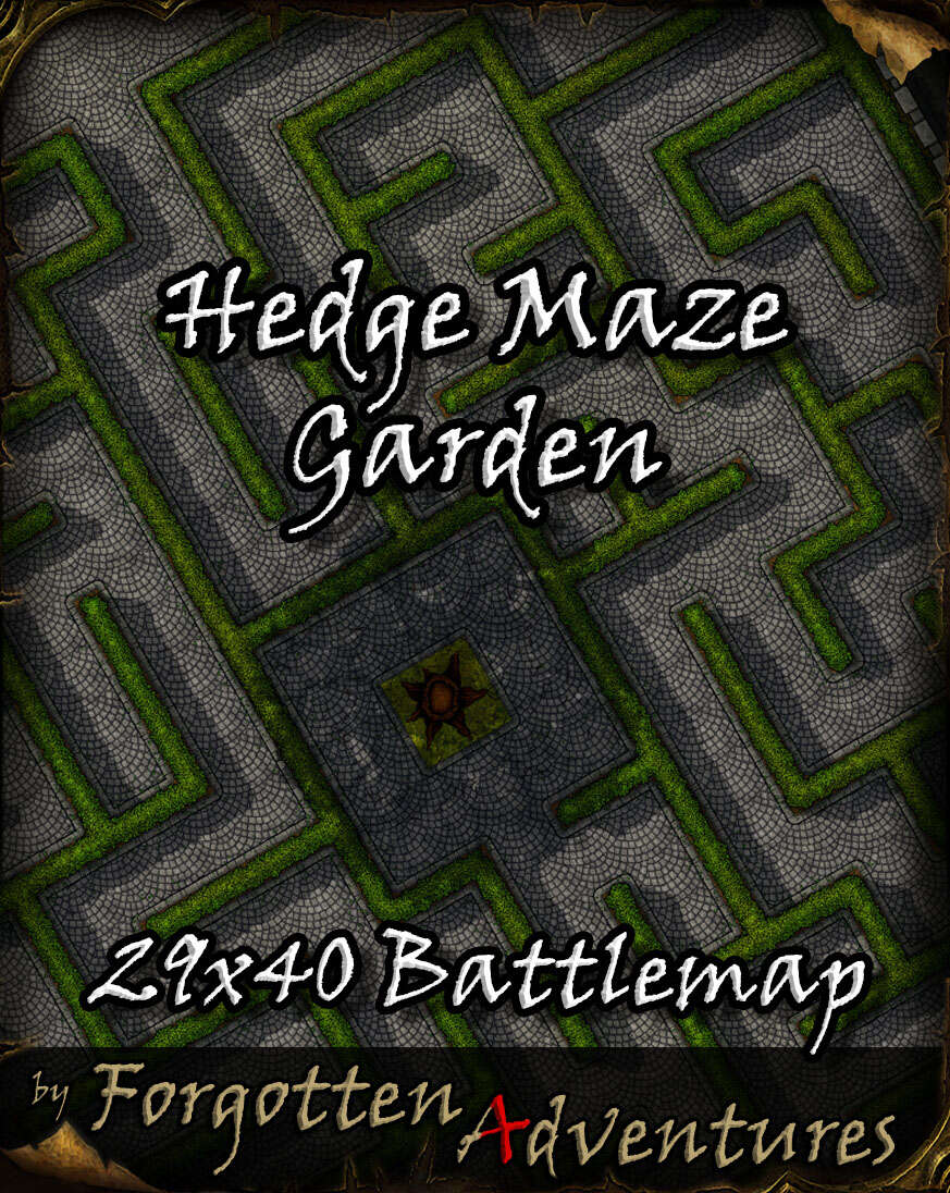Hedge Maze Garden 29x40 Battlemap - ForgottenAdventures | DriveThruRPG
