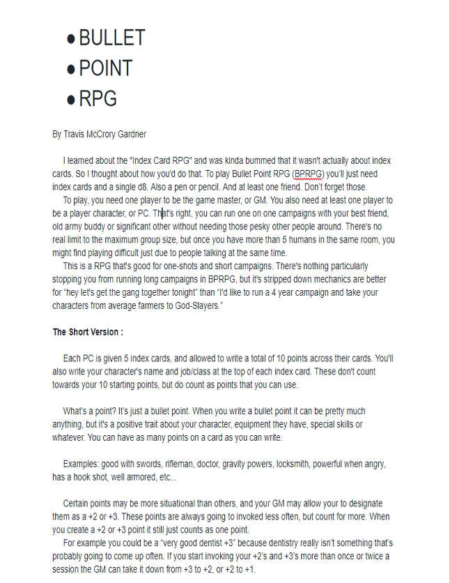 Bullet Point RPG - Travis McCrory-Gardner | DriveThruRPG