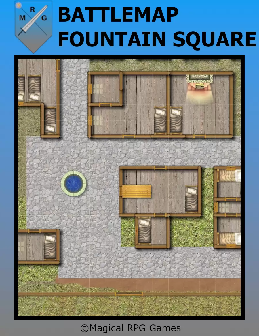 Battlemap Fountain Square - Magical RPG Games | DriveThruRPG