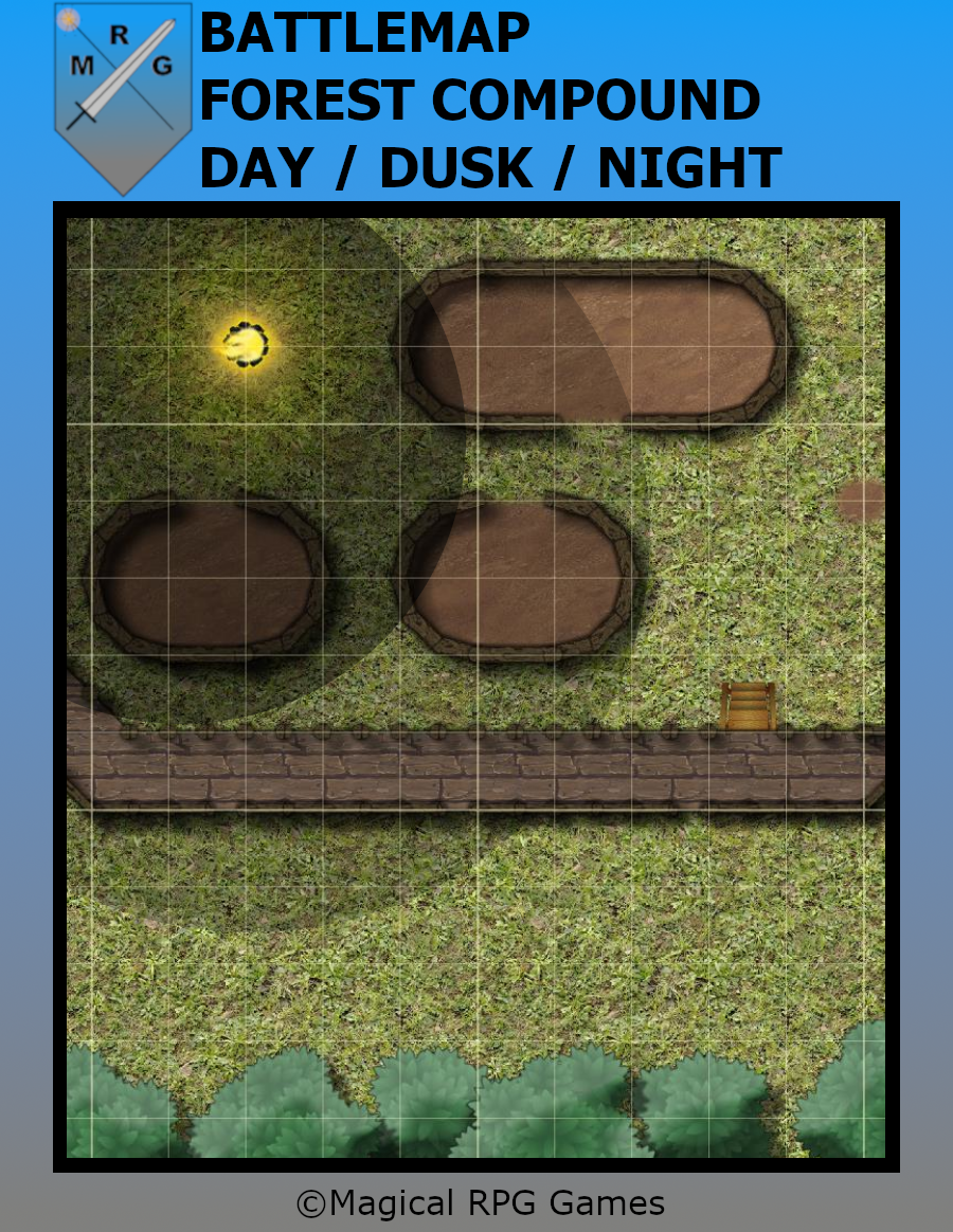 Battlemap Forest Compound Day/Dusk/Night - Magical RPG Games | DriveThruRPG