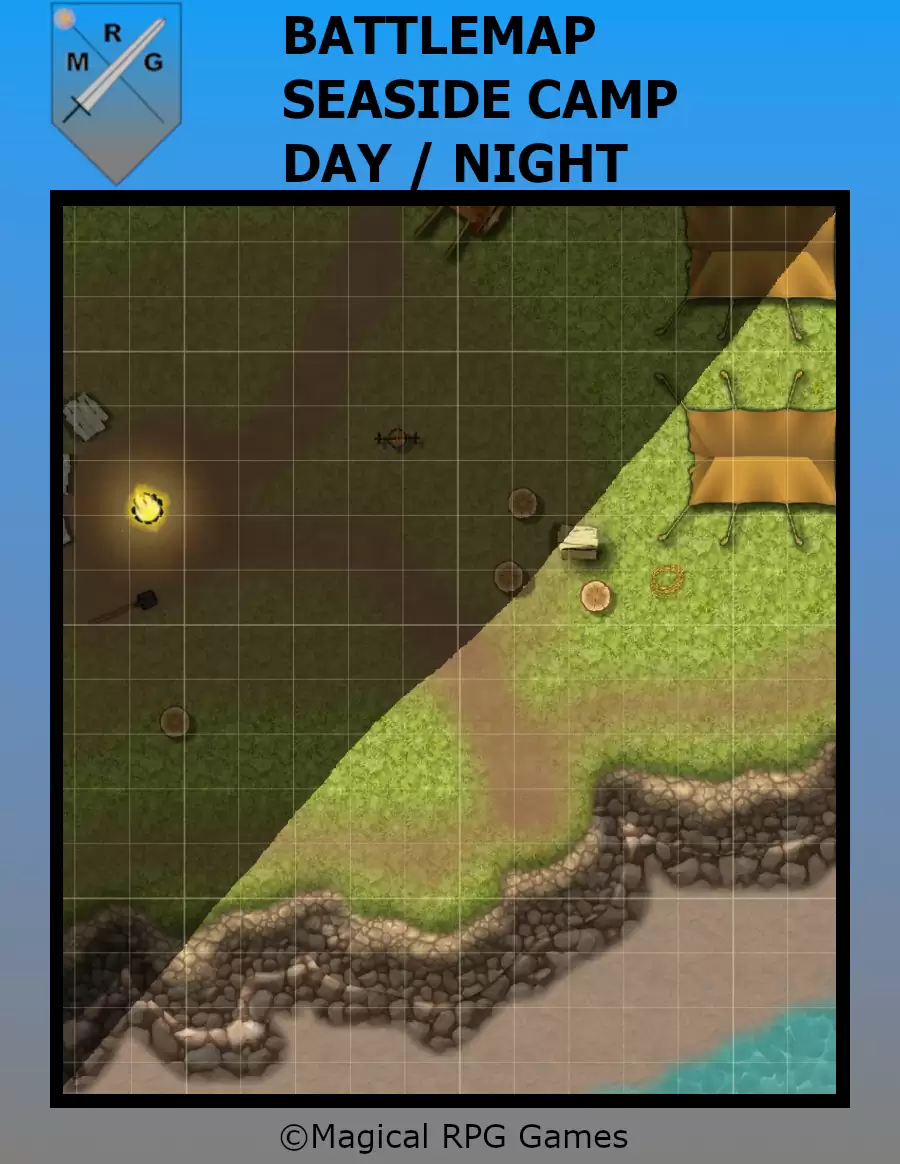 Battlemap Seaside Camp Day/Night - Magical RPG Games | DriveThruRPG