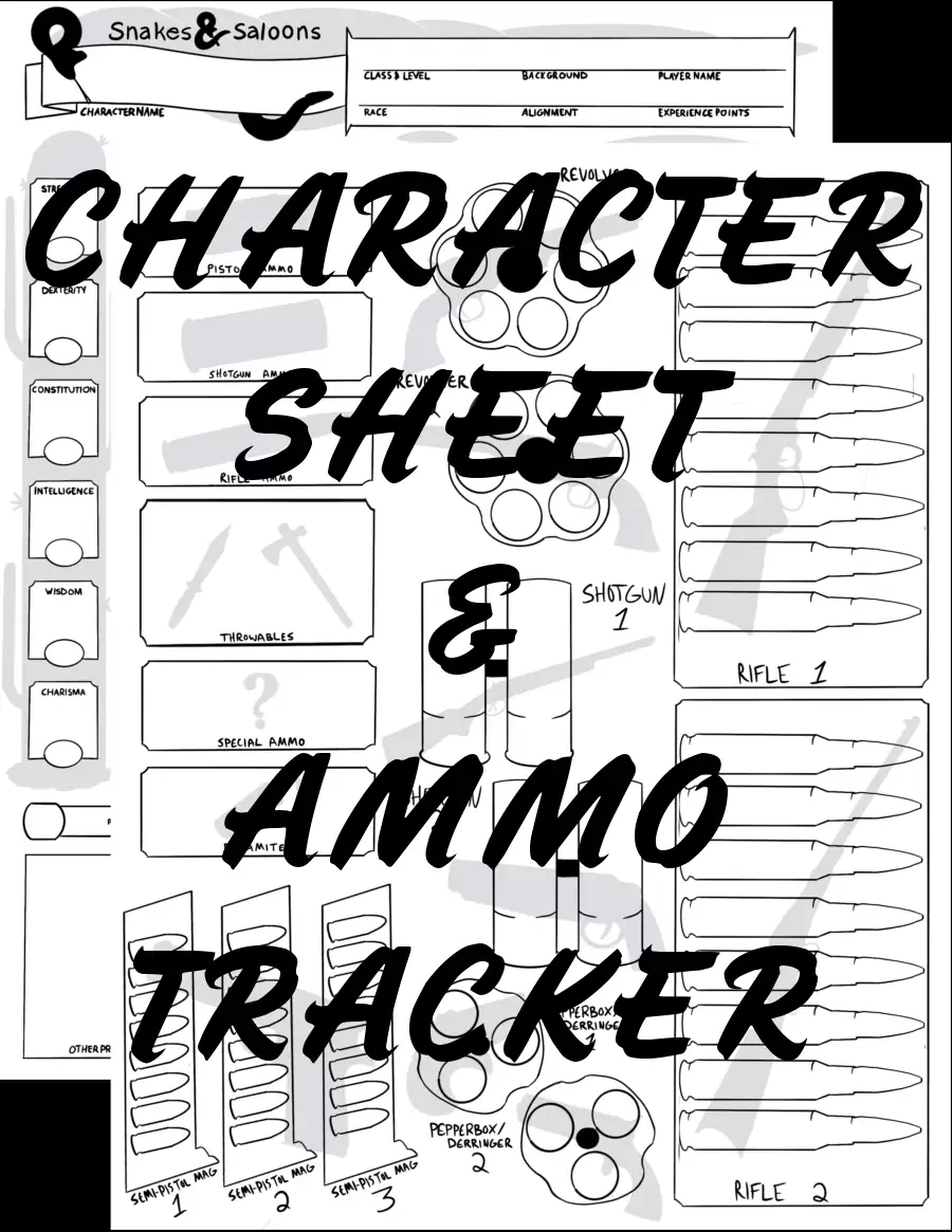 Snakes & Saloons Character Sheet v2 + Ammo Tracker (5e) - Snakes ...
