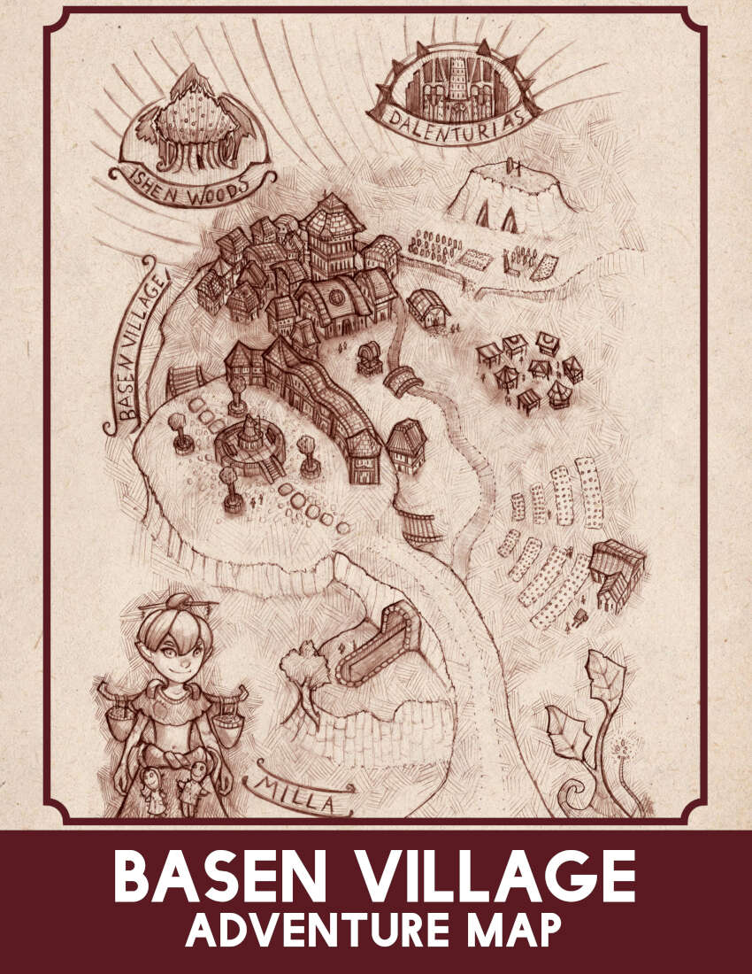 BASEN VILLAGE - Adventure Map - Diego Pisa Artworks | DriveThruRPG