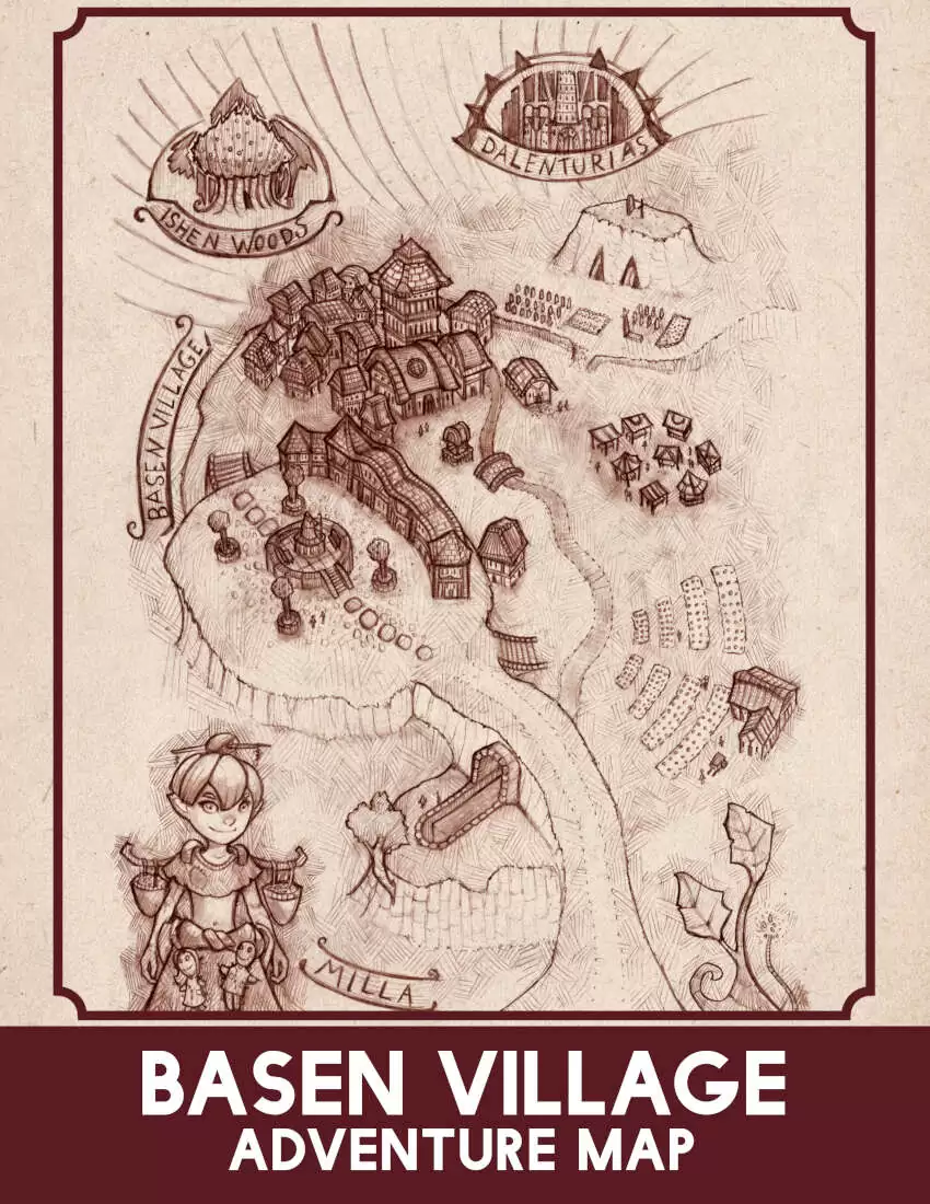 BASEN VILLAGE - Adventure Map - Diego Pisa Artworks | DriveThruRPG