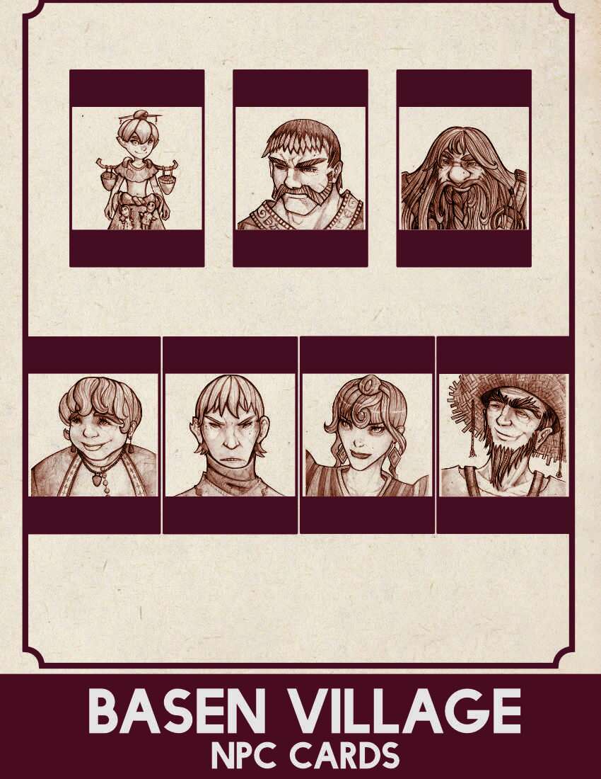 BASEN VILLAGE - NPC cards - Diego Pisa Artworks | DriveThruRPG