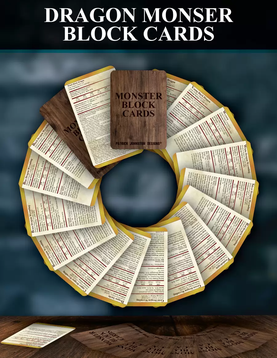 5e SRD Dragon Block Cards - Patrick Mitchell Johnston | DriveThruRPG