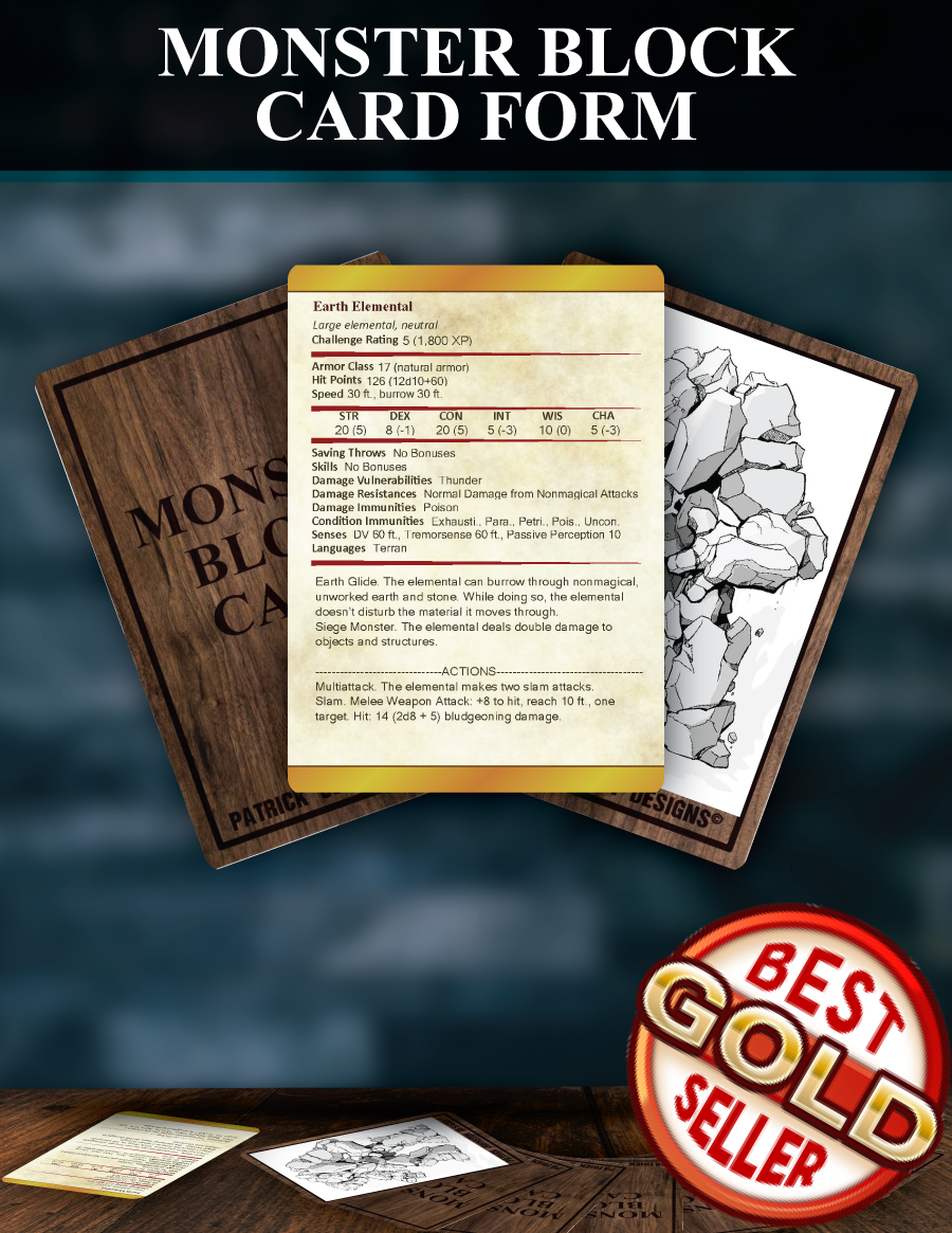Monster Block Card Form - Patrick Mitchell Johnston | DriveThruRPG