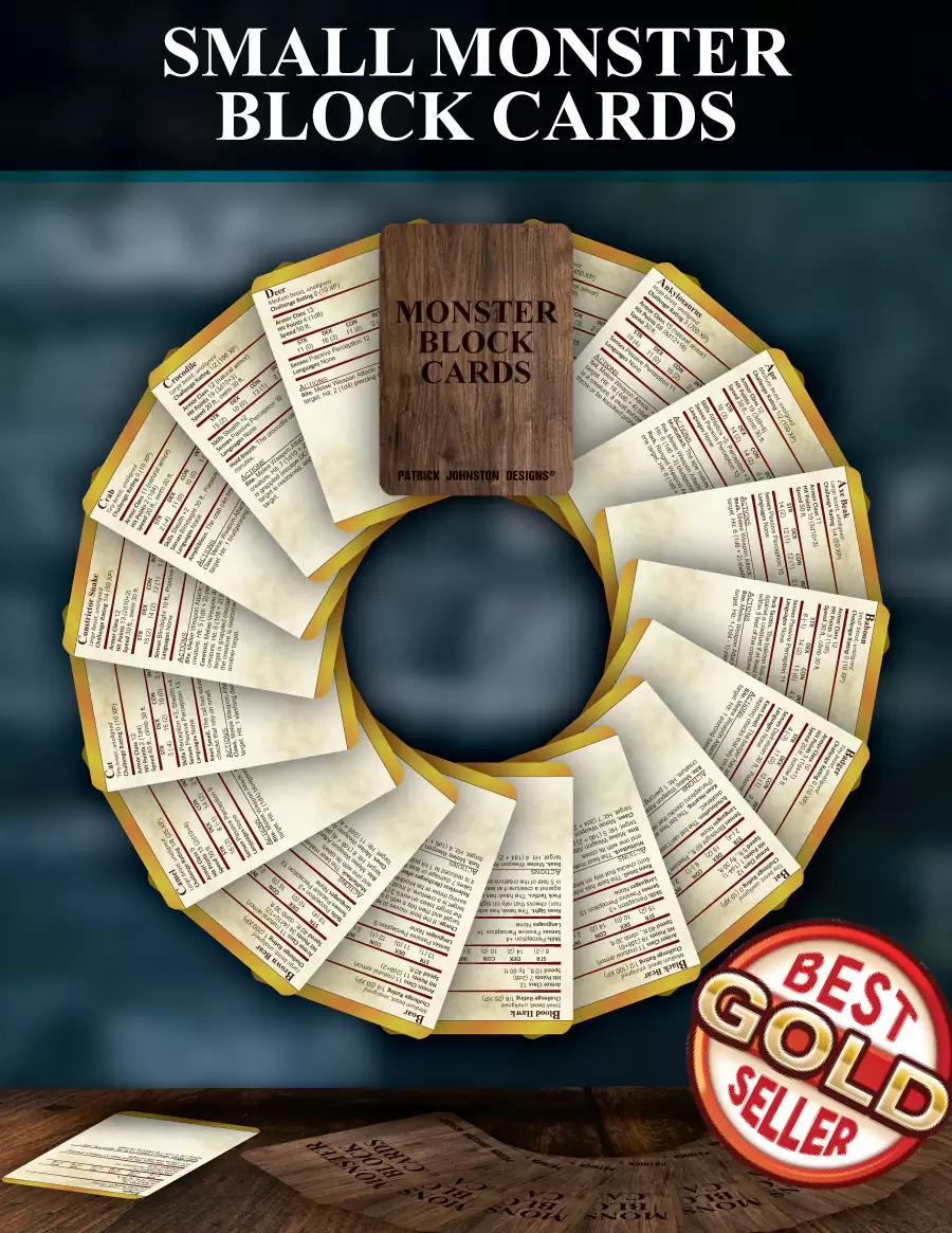 Small Monster Block Cards - Patrick Mitchell Johnston | DriveThruRPG