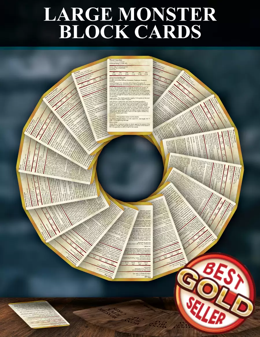 Large Monster Block Cards - Patrick Mitchell Johnston | DriveThruRPG