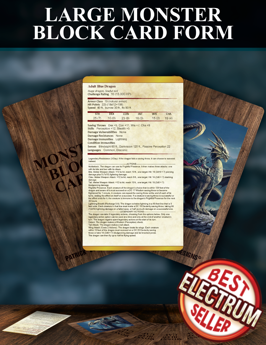 Large Monster Block Card Form - Patrick Mitchell Johnston | DriveThruRPG