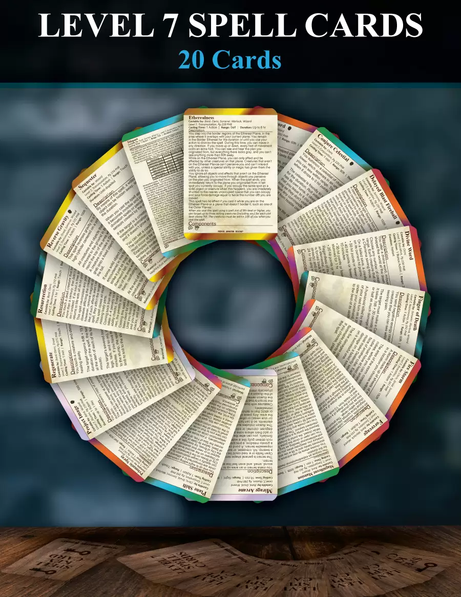 5e Level 7 Spell Cards - Patrick Mitchell Johnston | DriveThruRPG