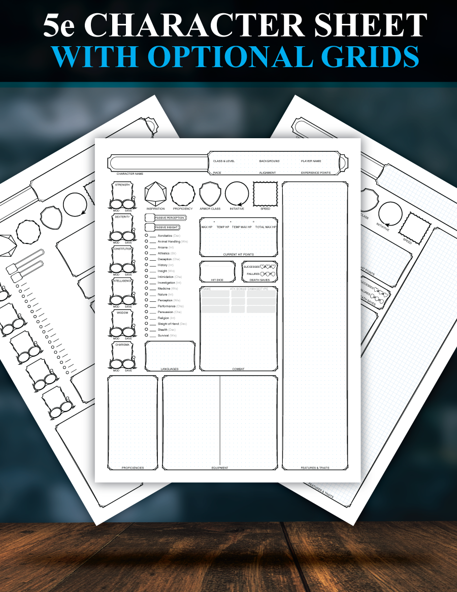 5e Character Sheet Redesigned - Patrick Mitchell Johnston | DriveThruRPG
