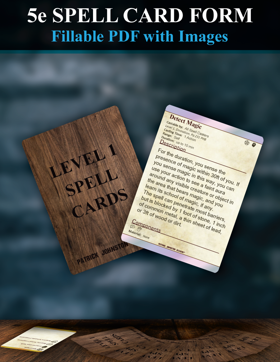 5e Spell Card Form - Patrick Mitchell Johnston | DriveThruRPG