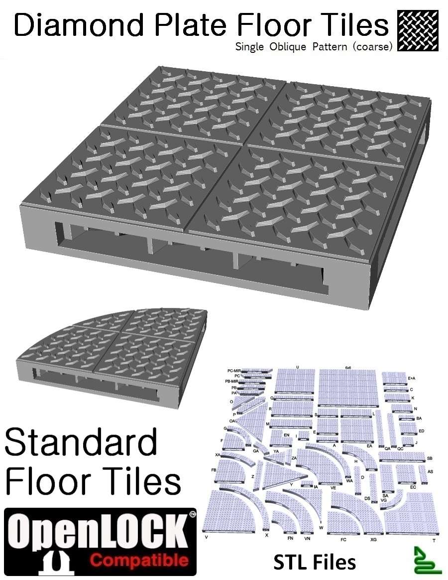 OpenLOCK Floor Tiles - Diamond Plate Single Oblique Pattern (Coarse ...