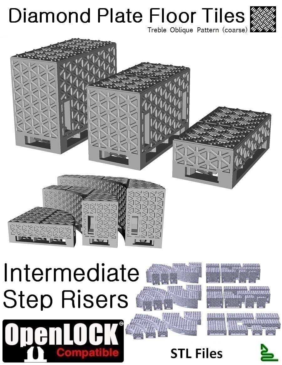 OpenLOCK Step Riser Tiles - Diamond Plate Treble Oblique Pattern ...