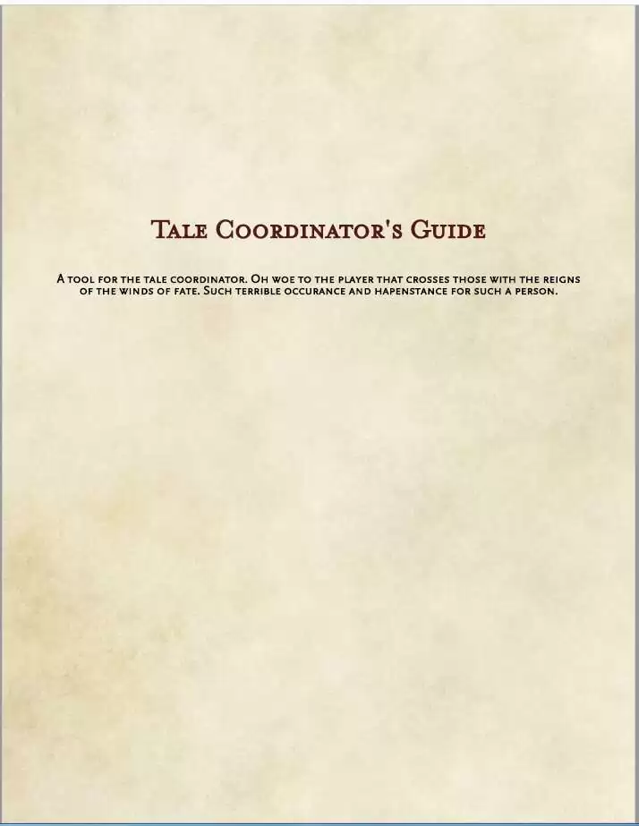 Tale Coordinator Guide - Paul Springsteen | DriveThruRPG
