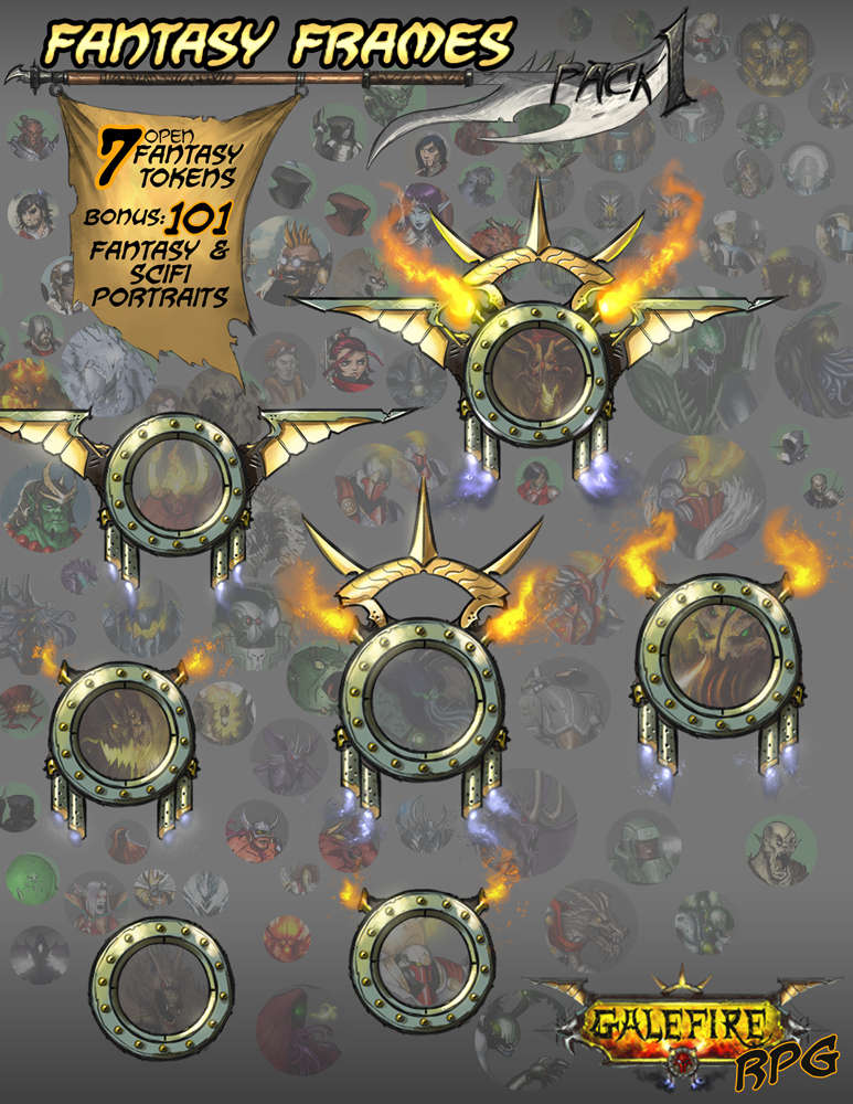 Fantasy Frames Pack 1 + 101 fantasy/scifi portraits - GalefireRPG ...