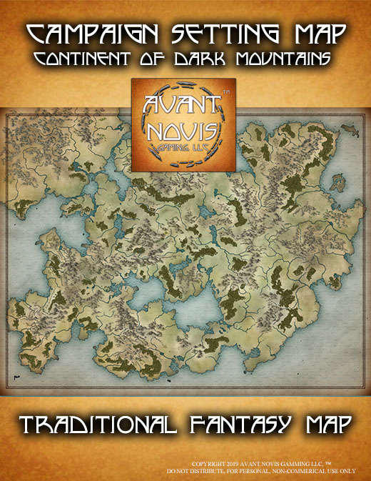 Traditional Fantasy Campaign map. Continent of Dark Mountains. - Avant ...