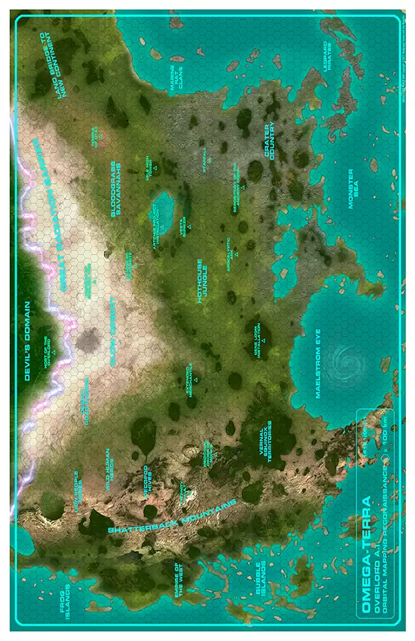 Omega-Terra World Map - Mudpuppy Games | DriveThruRPG