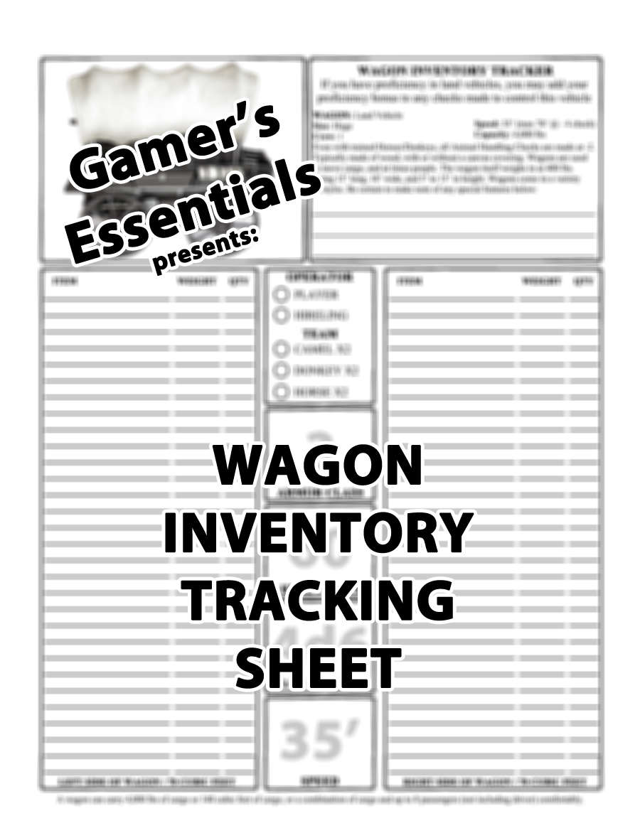 Dungeons & Dragons 5e - Inventory Sheet [Wagon] - Penelope Engel ...